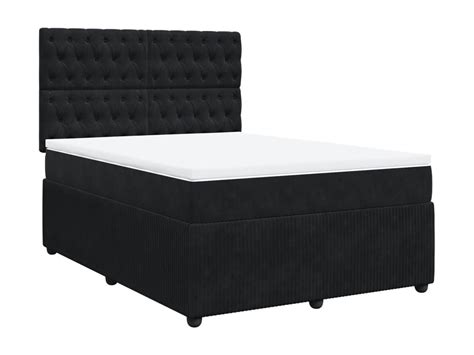 Cama Com Molas Colchão 160x200 Cm Veludo Preto