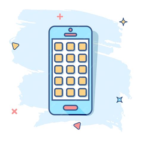 Premium Vector Smartphone Screen Icon In Comic Style Mobile Phone Cartoon Vector Illustration