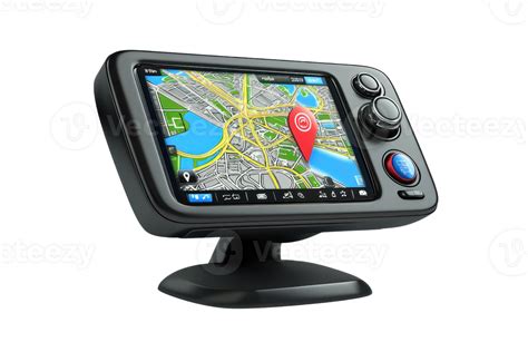 A GPS Navigation Device Featuring A Colorful Map Display With A Location Marker Prominently