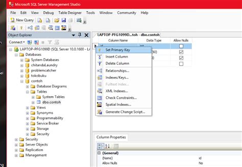 Cara Membuat Field Auto Increment Pada SQL Server Mesin Kode