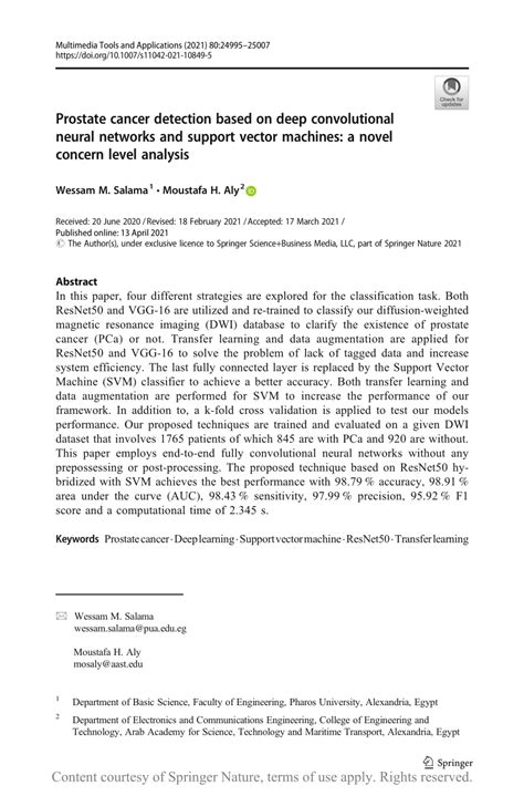Prostate Cancer Detection Based On Deep Convolutional Neural Networks And Support Vector