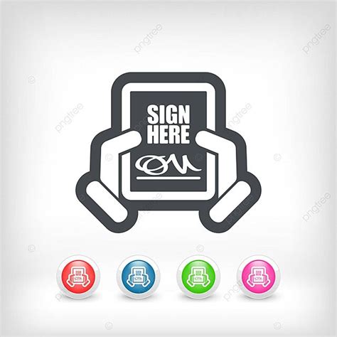 Sign On Document Icon Sign Here Conciliation Approved Vector Sign Here