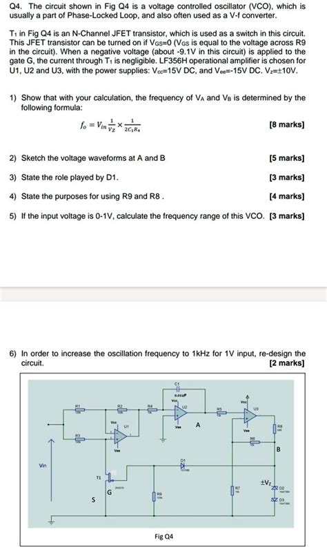 Solved 04 The Circuit Shown In Fig Q4 Is A Voltage Controlled Oscillator Vco Which Is