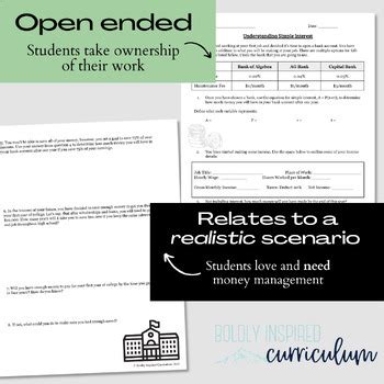Simple Interest Word Problems By Boldly Inspired Curriculum TPT