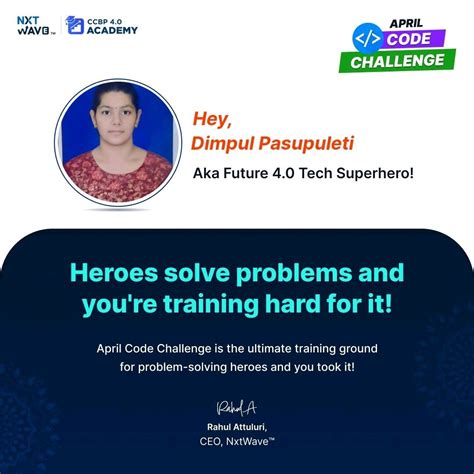 dimpul pasupuleti on linkedin aprilcodechallenge nxtwave ccbpian
