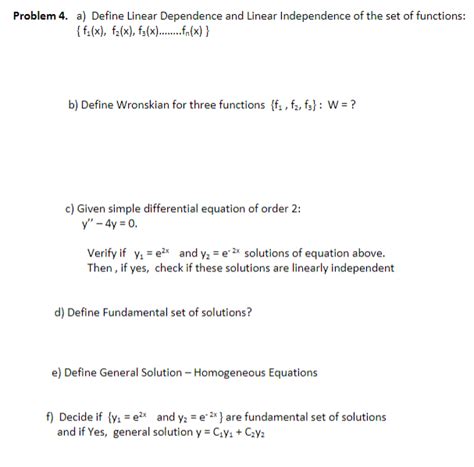 Solved M 4 A Define Linear Dependence And Linear Chegg Com