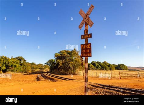 Silvânia Goiás Brazil July 10 2022 Railroad Crossing 1 Track