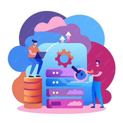 Data Analysis And Cloud Computing Concept With Servers And Users Premium Ai Generated Vector