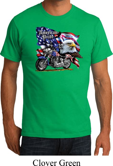 Mens Biker Shirt American Pride Motorcycle Organic Tee T Shirt