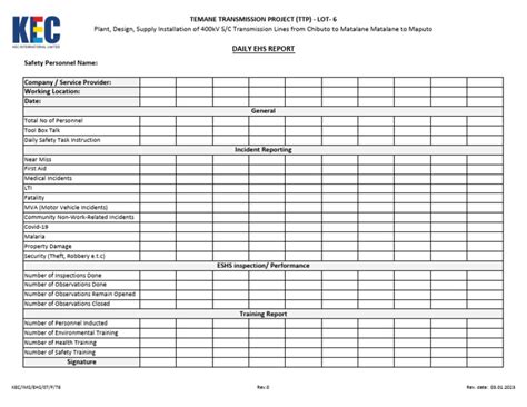 Daily Ehs Report Pdf Technology And Engineering