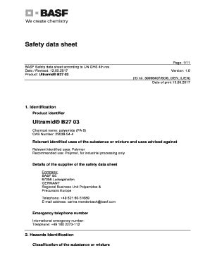 Fillable Online BASF Safety Data Sheet According To UN GHS Th Rev Fax Email Print PdfFiller
