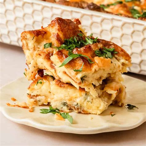 Savory Bread Pudding Easy Casserole Dish Olives Thyme