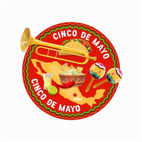 Cinco De Mayo 멕시코 명절 음식과 멕시코 지도 프리미엄 벡터