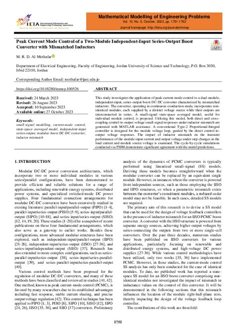 Pdf Peak Current Mode Control Of A Two Module Independent Input