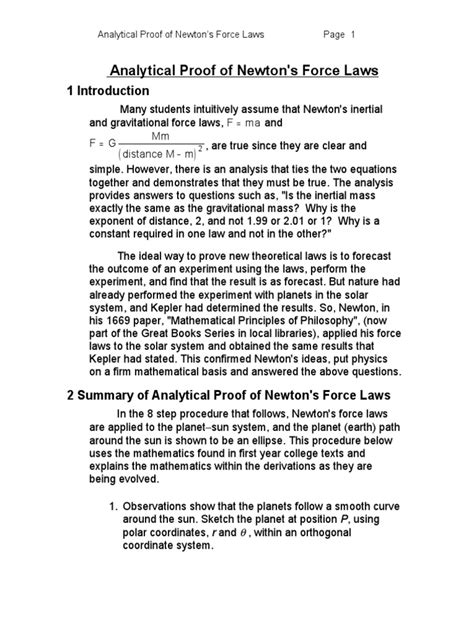 Pdf Proof Of Newtons Laws Dokumentips