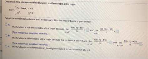 solved determine if the piecewise defined function is