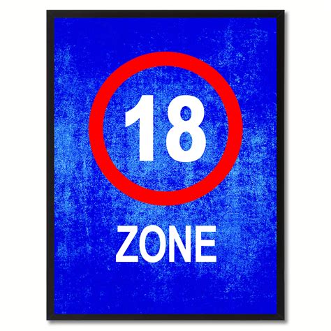 Trinx 18 Zone Sign Blue Print on Canvas with Picture Frame, 28x37 | Wayfair