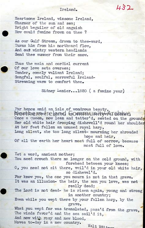Transcription Of A Poem On The Famine By Sidney Lanier Dated 1880 And