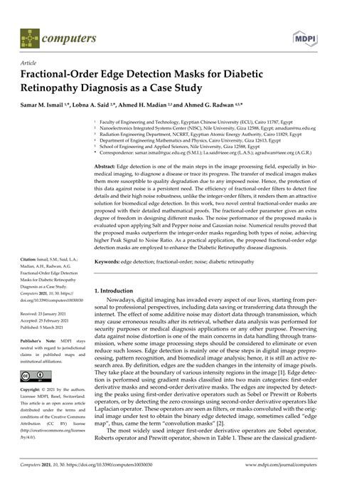 Pdf Fractional Order Edge Detection Masks For Diabetic Retinopathy