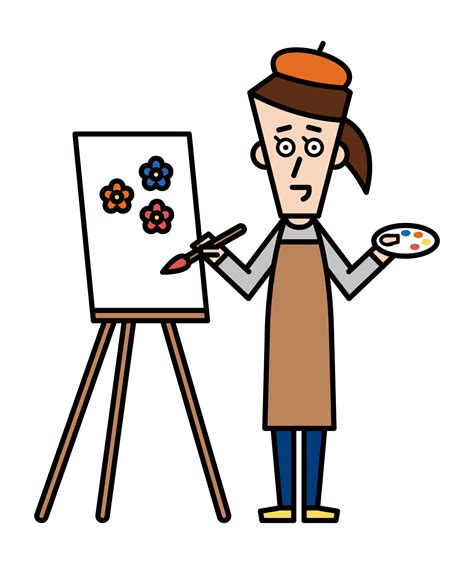 화가와 화가의 일러스트여자 무료 일러스트 소재집 Kukukeke