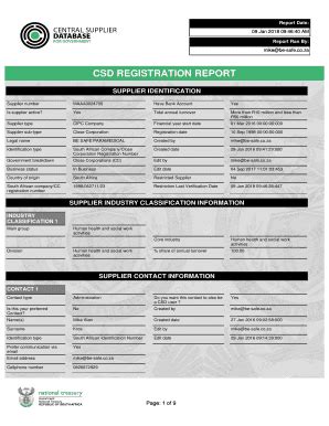 Fillable Online Be Safe Co Csd Registration Report Contractorfind Co Za Fax Email Print