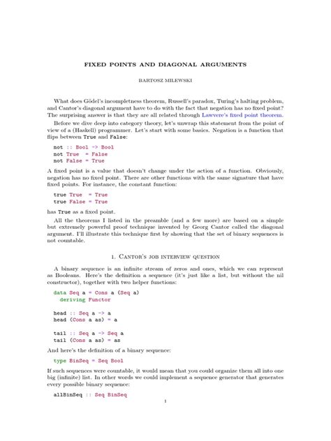 Bool Bool True False False True Lawveres Fixed Point Theorem Pdf