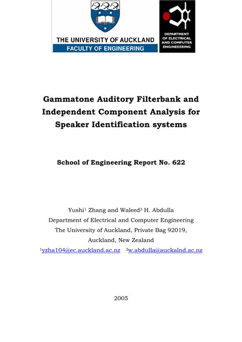 Pdf Gammatone Auditory Filterbank And Independent Component Analysis For Speaker Identification