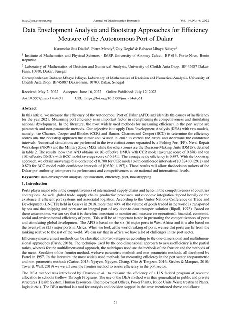 Pdf Data Envelopment Analysis And Bootstrap Approaches For Efficiency Measure Of The