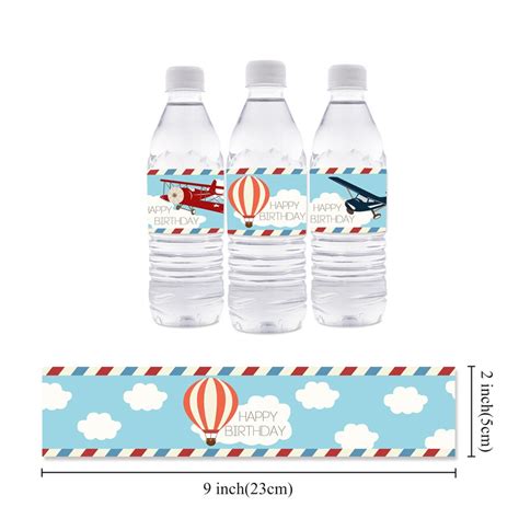 Vliegtuig Water Fles Etiketten Air Ballon Water Fl Grandado