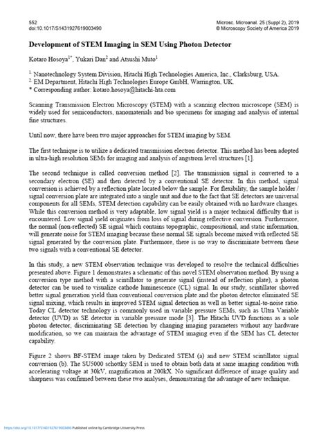 Development Of Stem Imaging In Sem Using Photon Detector Pdf