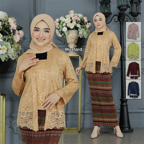 Octela Kutu Baru Brokat Bunga Baju Cewek Outfit Keren Kebaya