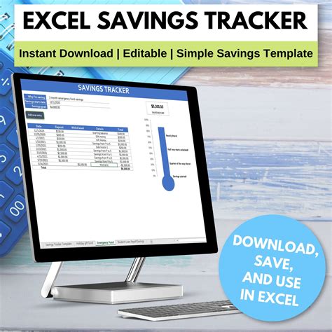 Excel Savings Tracker Template Simple Savings Spreadsheet Etsy