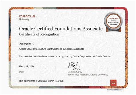 Certificate Of Completion In Oracle Cloud Service Management