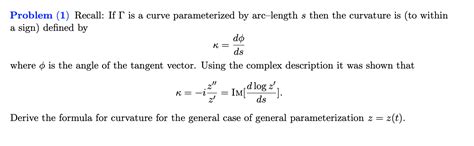 problem 1 recall if i is a curve parameterized by