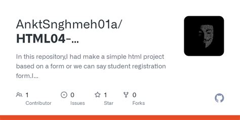 GitHub AnktSnghmeh01a HTML04 Student Detail Form Project With HTML