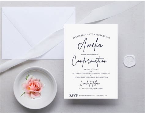 Minimalist Confirmation Invitation Template Printable Confirmation Invite Religious Invitation