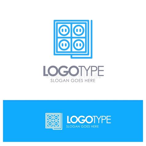 building construction plug socket tool blue outline logo place for