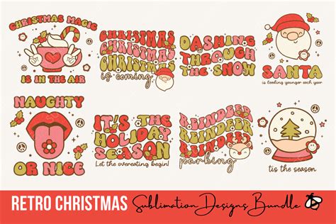 Retro Christmas Sublimation Bundle Graphic By SURINBEE Creative Fabrica