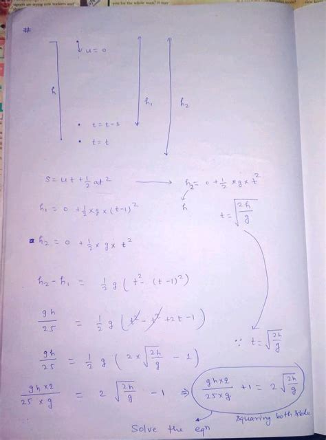 26 A Particles Is Dropped Under Gravity From Rest From A Height H Left