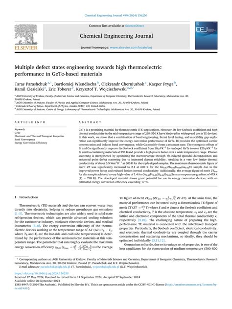 Pdf Multiple Defect States Engineering Towards High Thermoelectric Performance In Gete Based