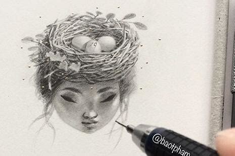 最近微型画太流行啦人与自然最美的迷你素描想象画