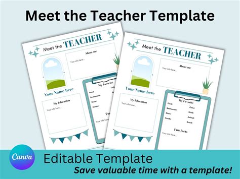 Editable Meet The Teacher Template Canva Classroom Template Etsy