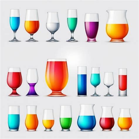 A Collection Of Different Colored Glasses With Different Colors And