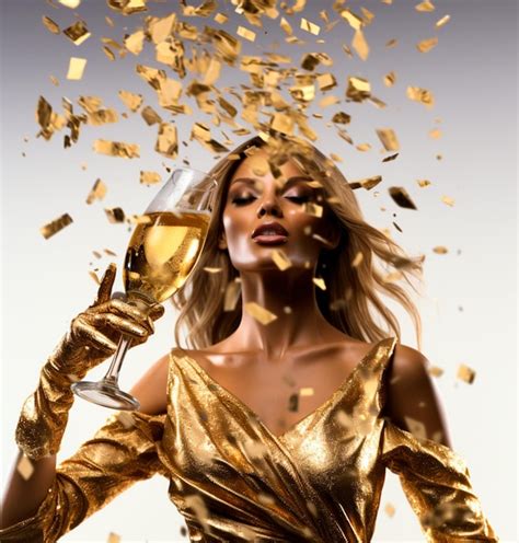 Premium Ai Image A Beautiful Woman Holding A Glass Of Champagne