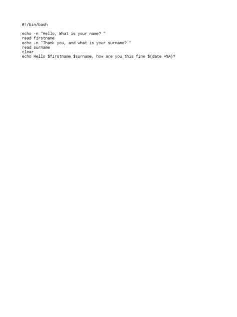 Bash Script To Greet User By Name Pdf
