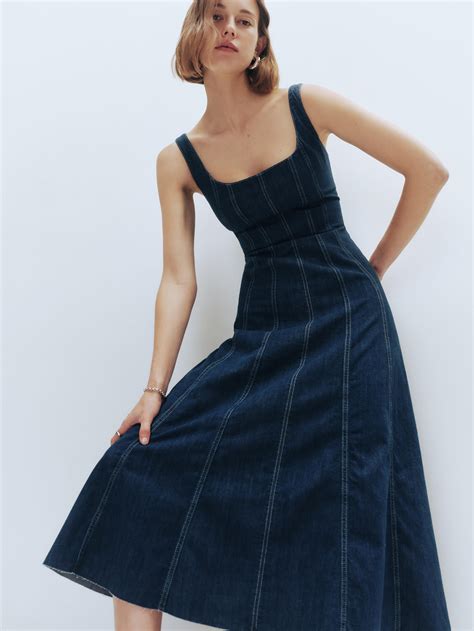 Reformation Amory Denim Midi Dress In Blue Lyst