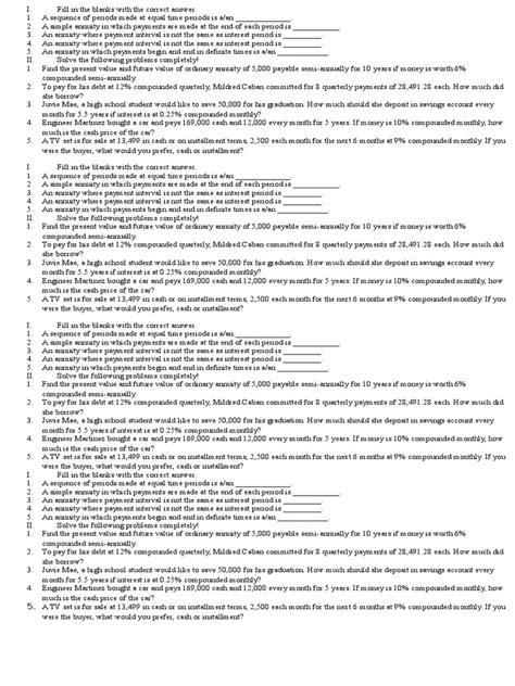 Solving Annuity Problems Calculating Present And Future Values Of