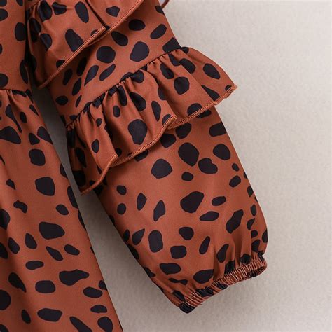 In Stock E04 02 03 E04 01 01 Fall Mommy And Me Leopard Chiffon Dress