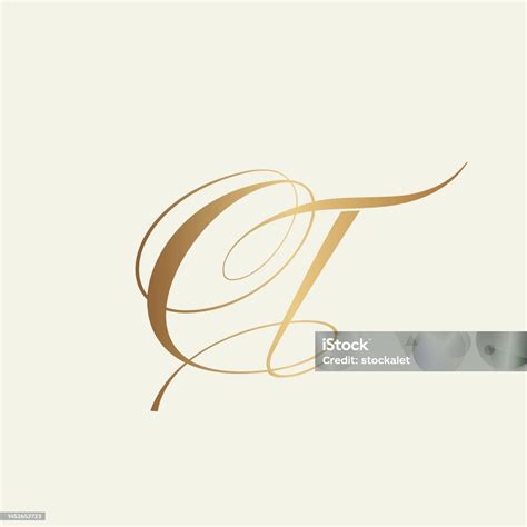 Logo Monogram Ct Huruf C Huruf T Karakter Tanda Tangan Dekoratif