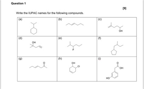 Solved Question Write The IUPAC Names For The Following Chegg Com